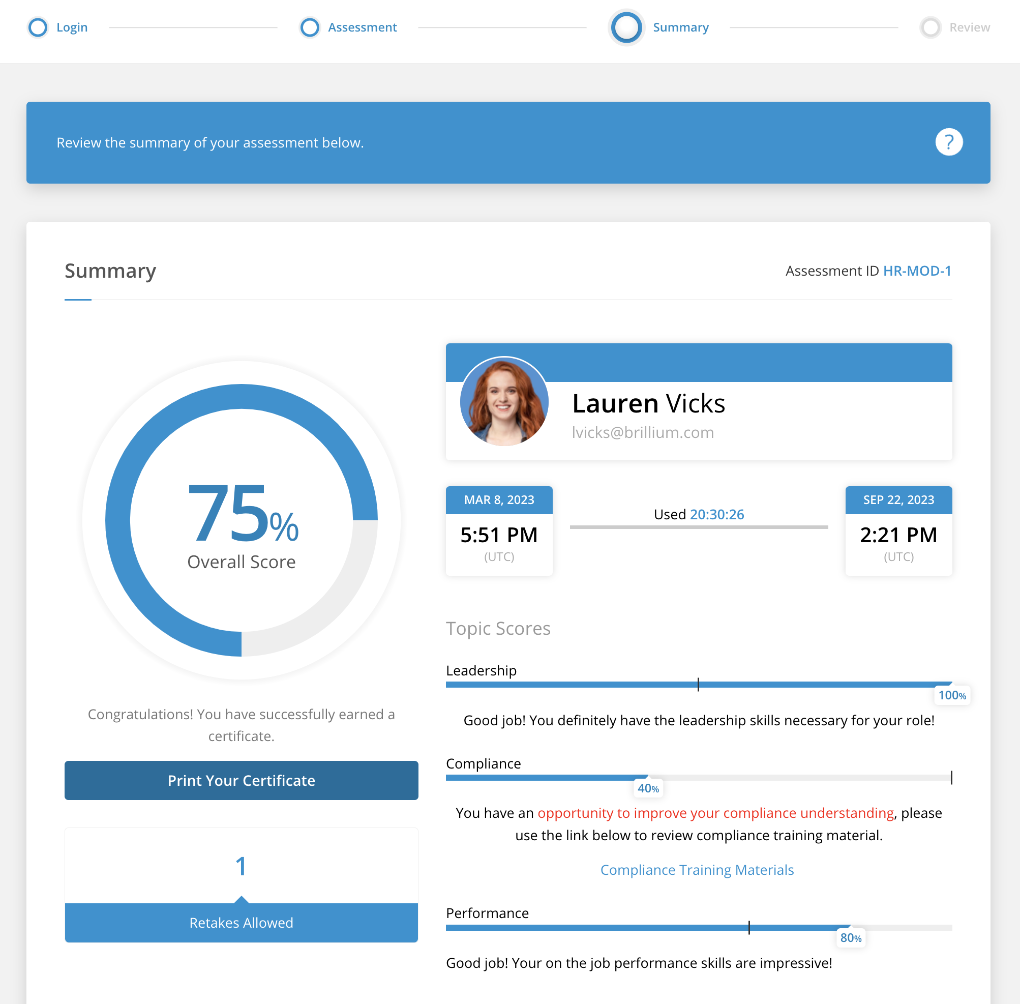 Brillium Assessment Software